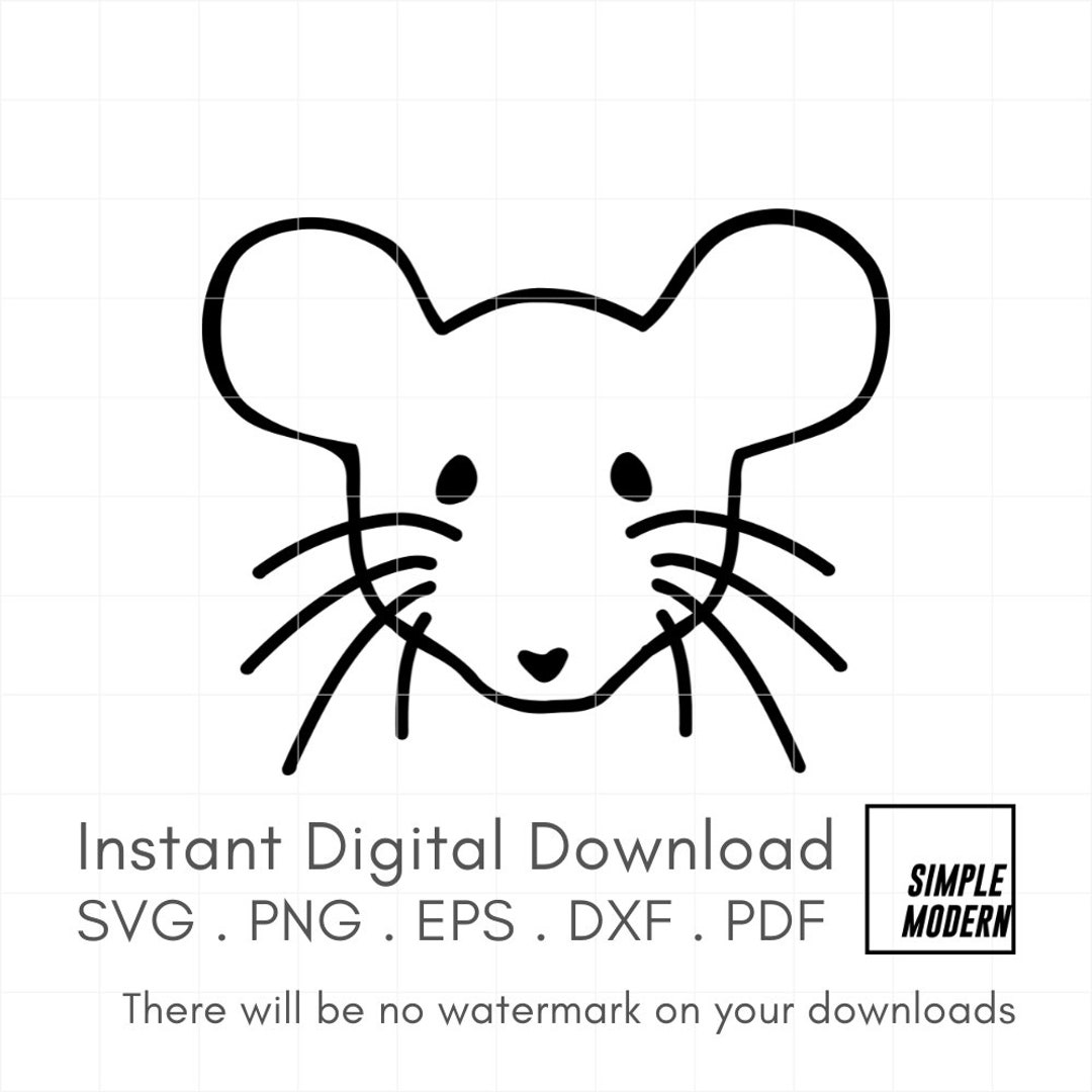 Mouse SVG Files, Cute Unique Mouse Face Illustration Instant Download ...