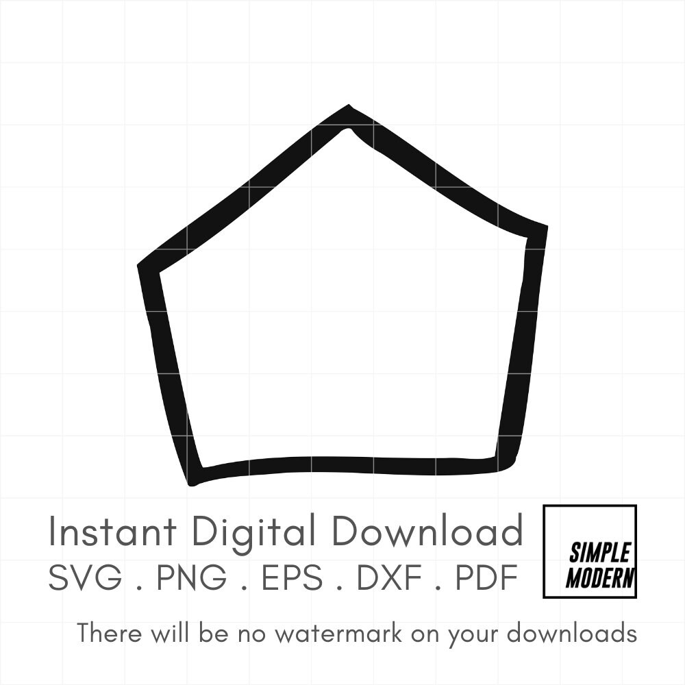Hand Drawn Pentagon SVG, Geometric Shape Drawing Outline, Instant ...