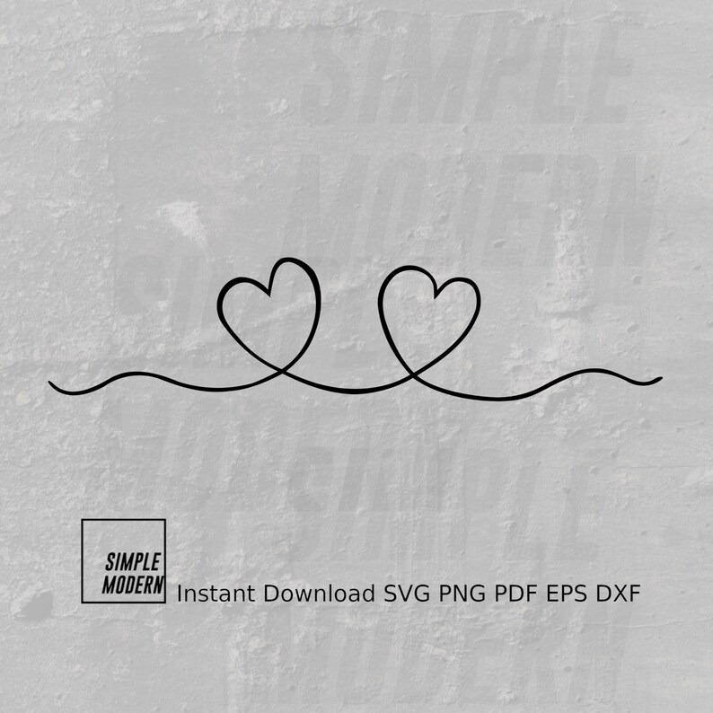 Double Hearts SVG File, Cute Two Hearts Connected Continuous Line ...