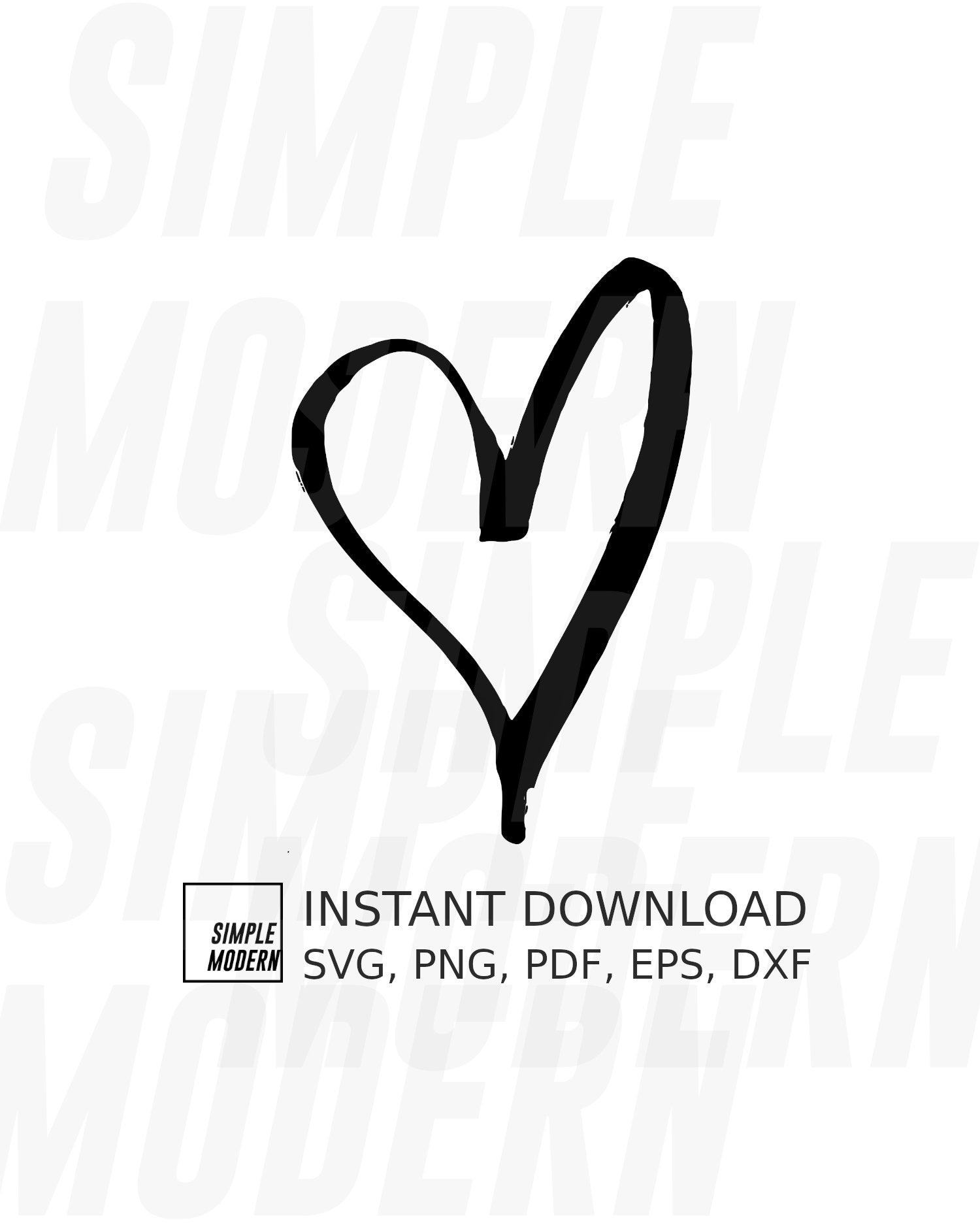 Hand Drawn Brush Stroke Heart SVG Files, Instant Download Vector Files ...