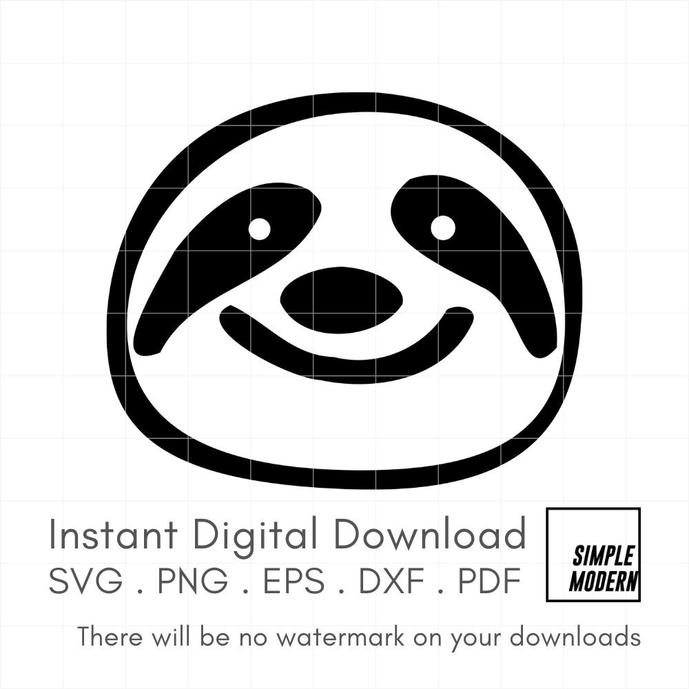Sloth Face SVG Files, Cute Lazy Slow Happy Sloth Portrait Drawing ...