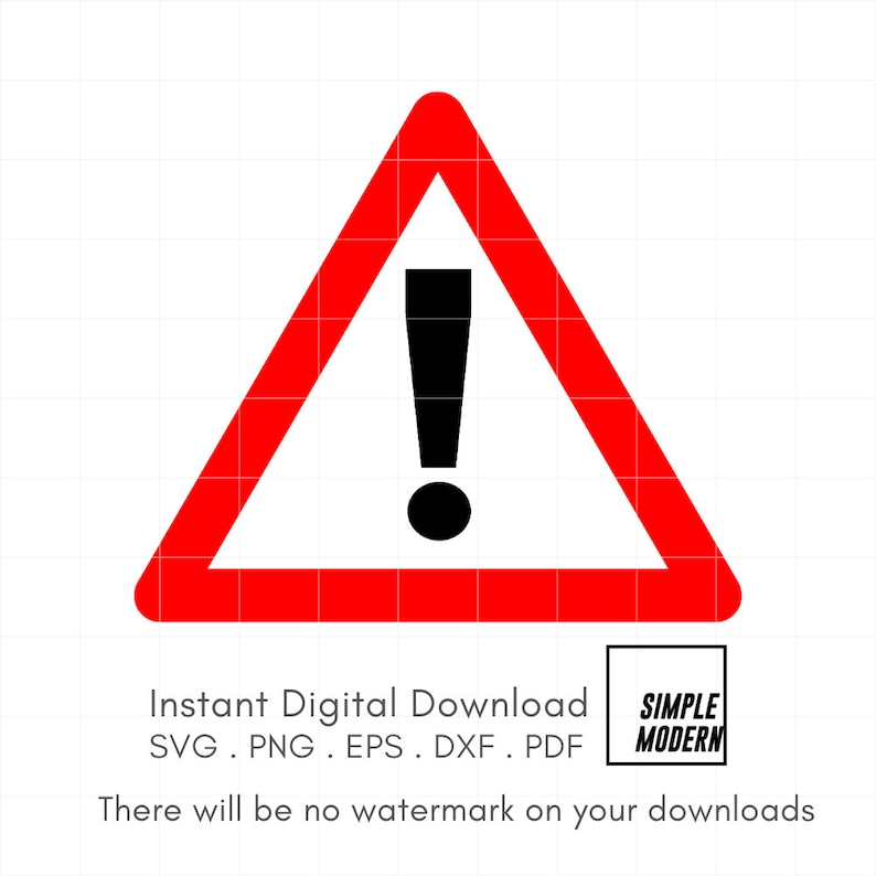 Warning Sign SVG for Cutting and Printable, Instant Download Simple ...