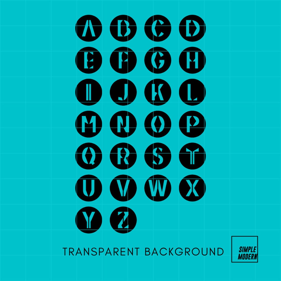 Geometry Shapes Letters Vector, Instant Download Modern Round A to Z ...