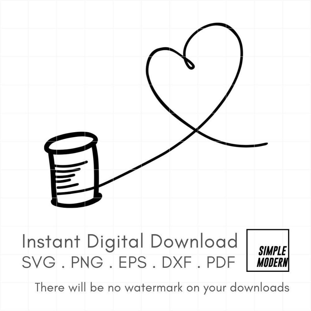 Spool of Thread With Heart SVG, Hand-drawn, Sewing & Crafting Clipart ...
