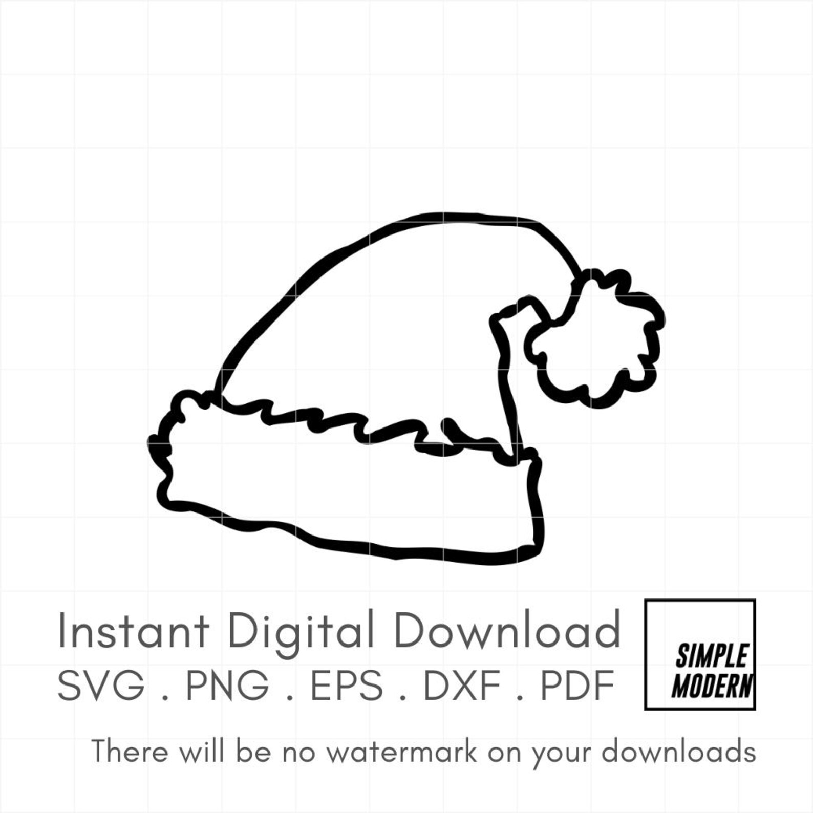 Santa Hat SVG Files for Cutting and Prints, Digital Download Hand-drawn ...
