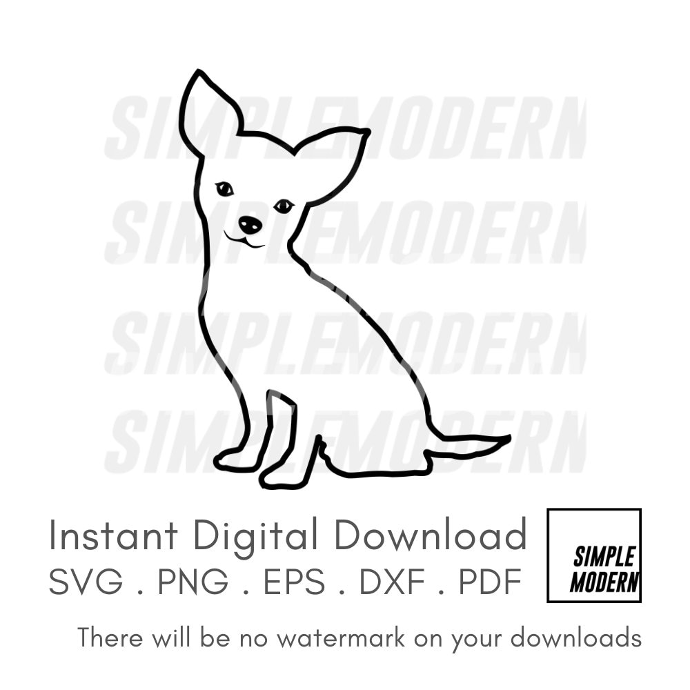 Chihuahua Outline SVG Files, Png, Dxf, Eps, Tattoo Vector Files Instant ...