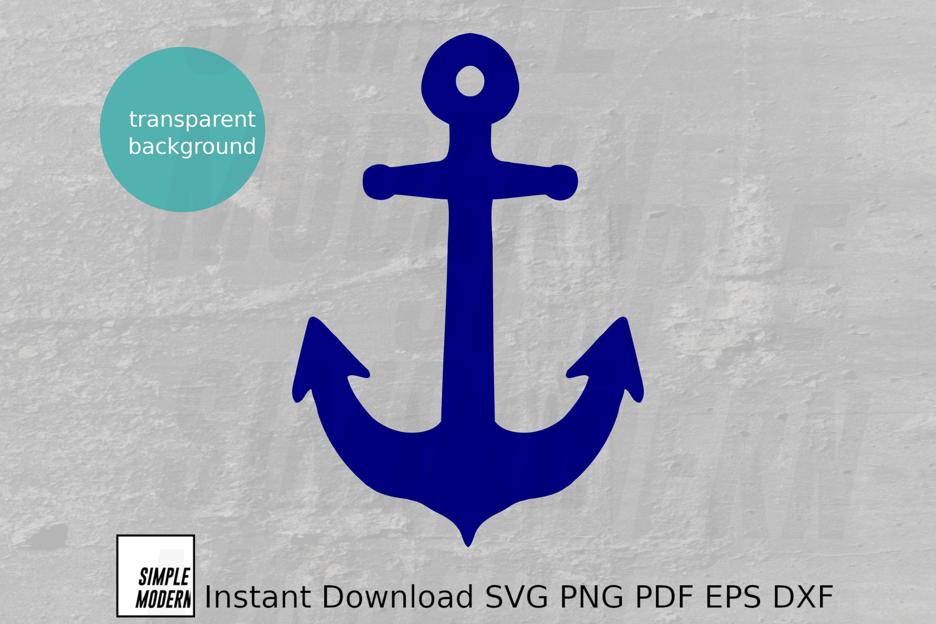 Nautical Blue Navy Anchor SVG, Anchor Drawing Vector Instant Digital ...