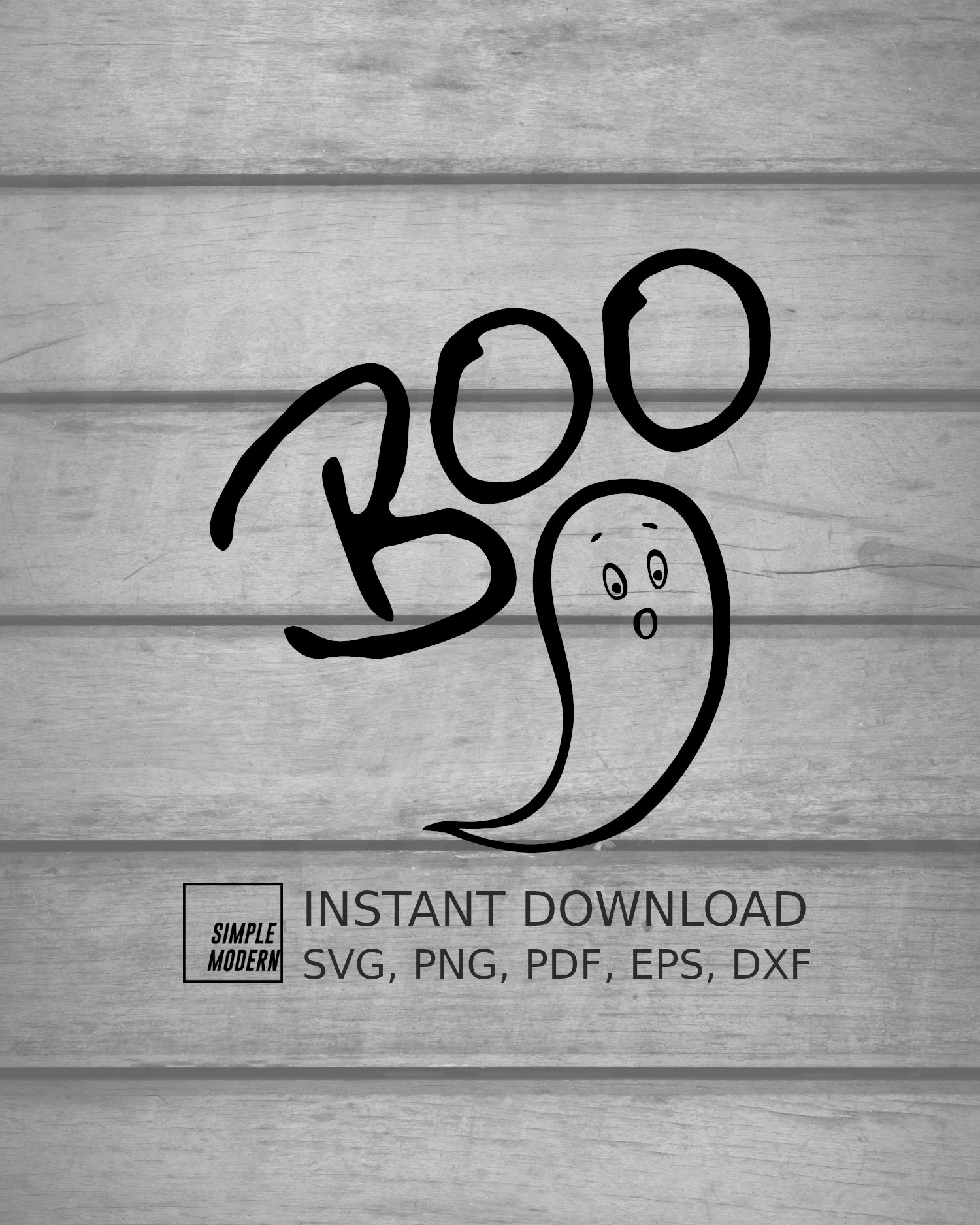 Boo Ghost SVG Halloween Svg Files Black and White Spooky | Etsy