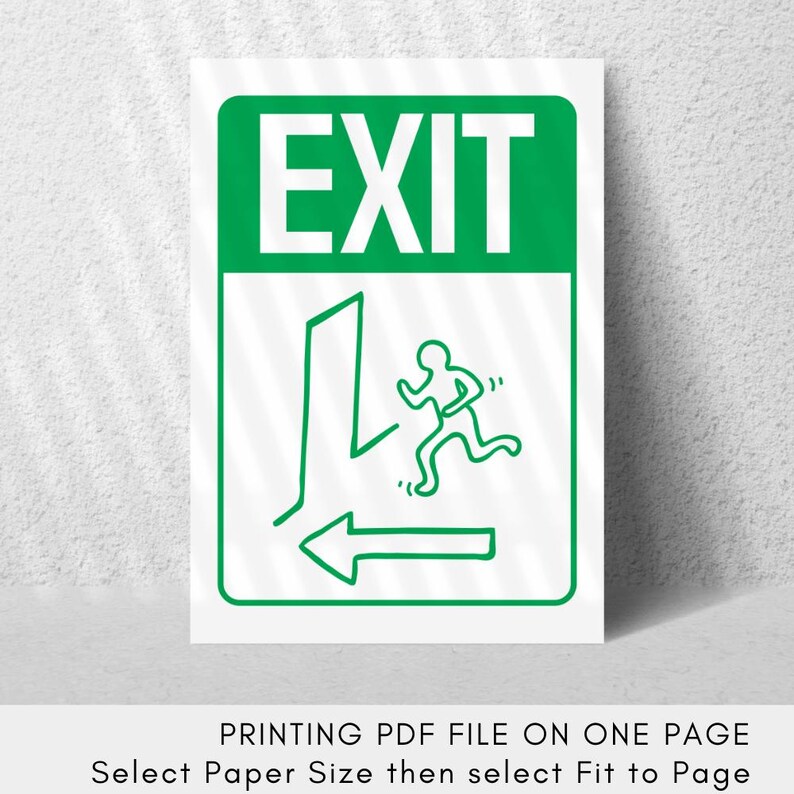 Hand-drawn Exit Sign Set of 3 Designs, Emergency Fire Exit Directional ...