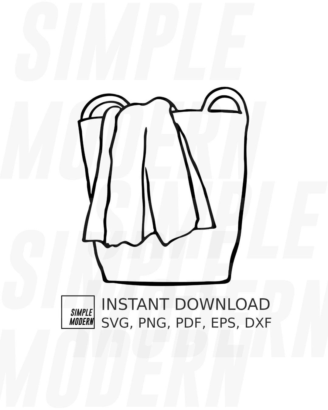 Laundry Basket SVG, Hamper Sorter for Dirty Clothes, Hand-drawn Laundry ...