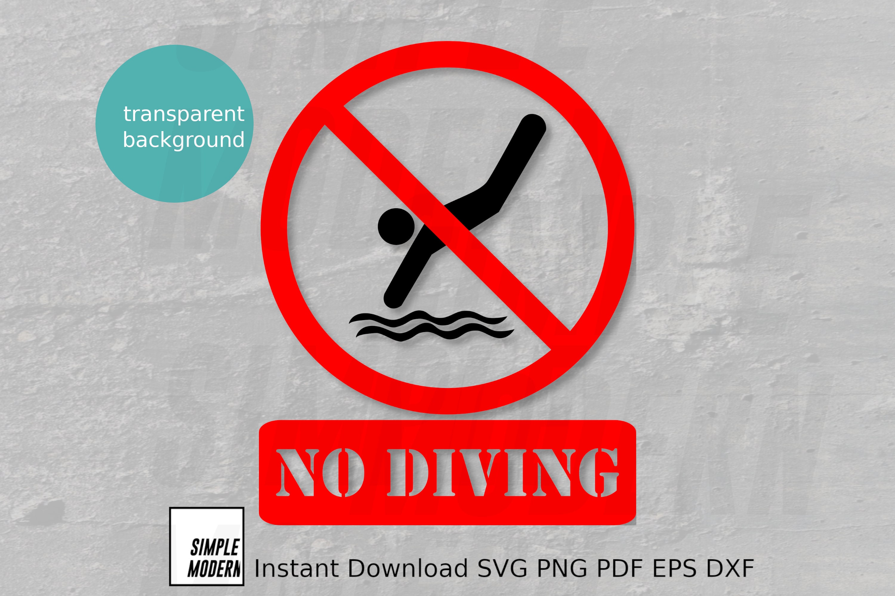 No Diving Sign Instant Digital Download, Vector Art for Printing and ...