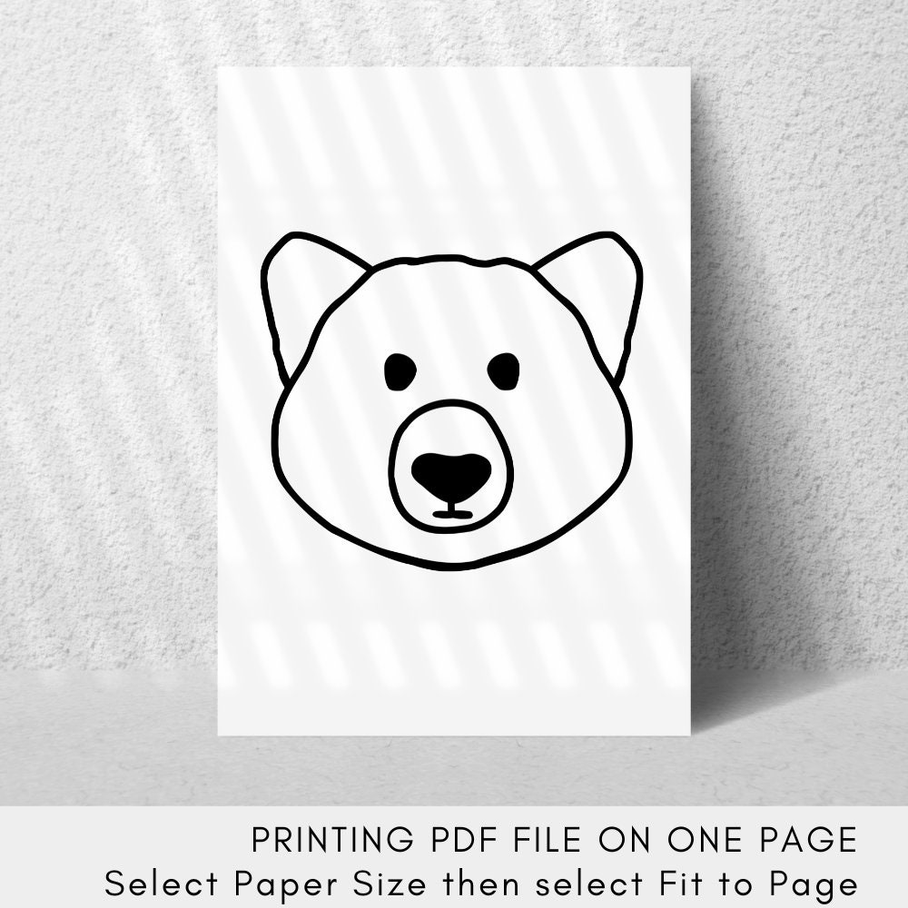 Bear Face SVG Files, Simple Outline Bear Drawing Vector File for ...