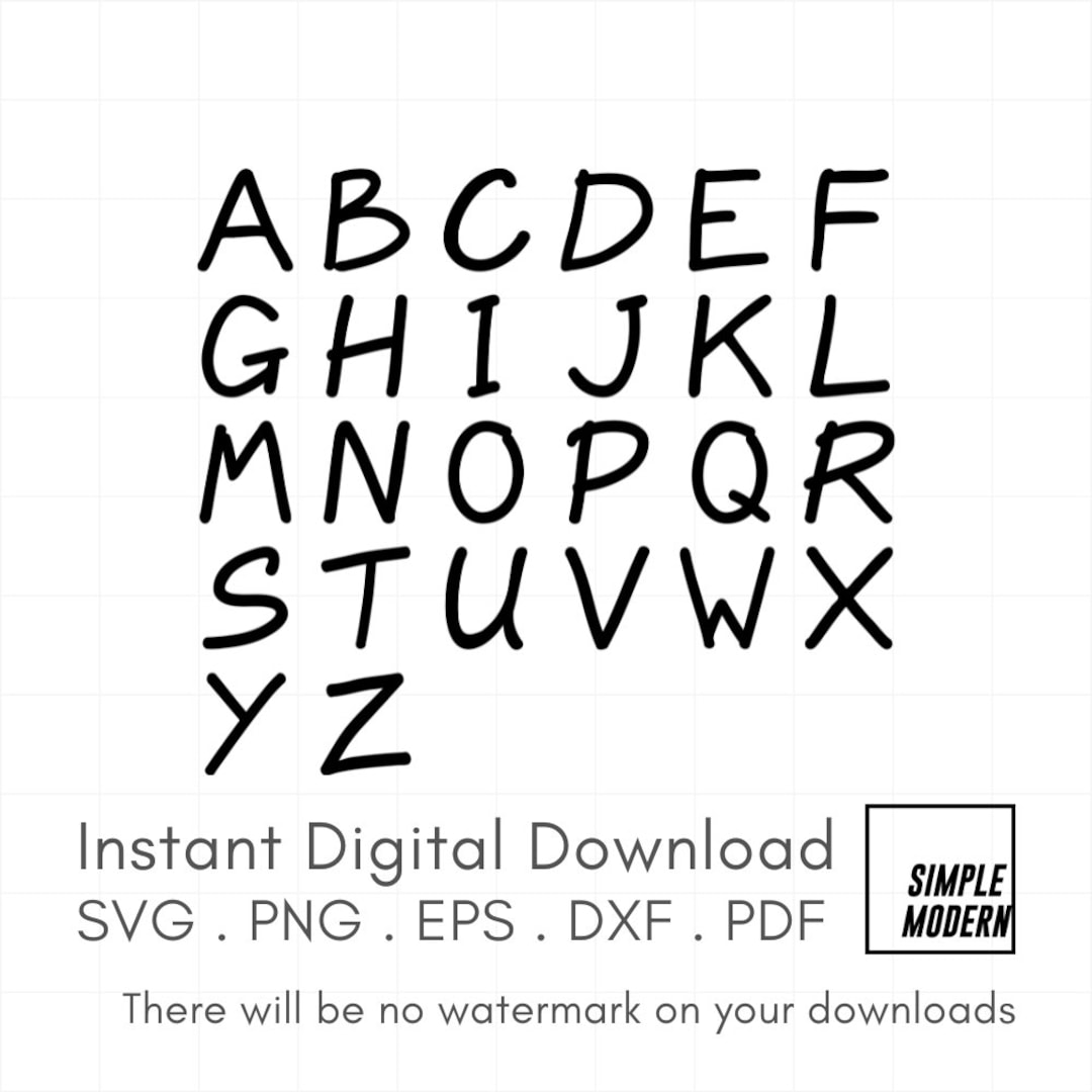 Hand Drawn Alphabet SVG, Handwritten Letters A to Z, Instant Download ...