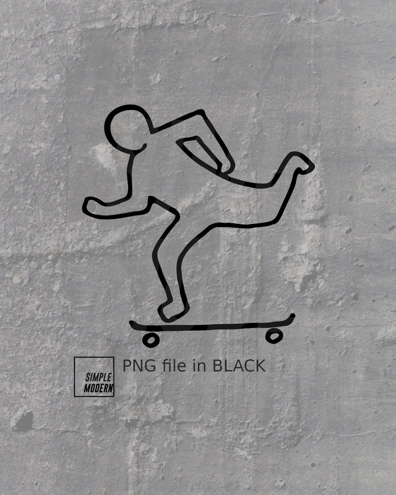 Skateboarding Man SVG Pop Art Stick Figures Outline Drawing - Etsy