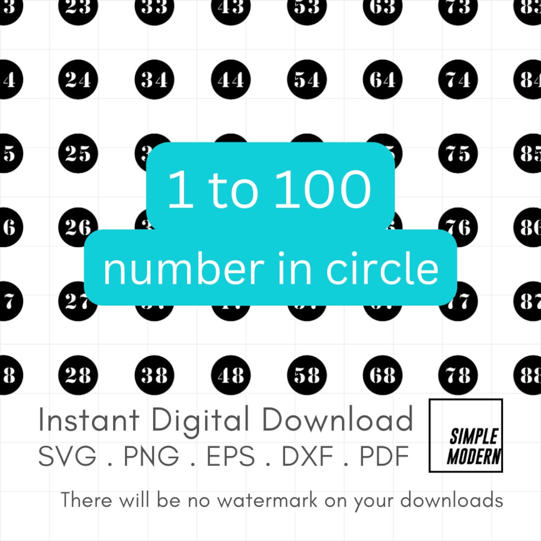 1 to 100 Number SVG, Digits in Circles, Instant Digital Download Number ...