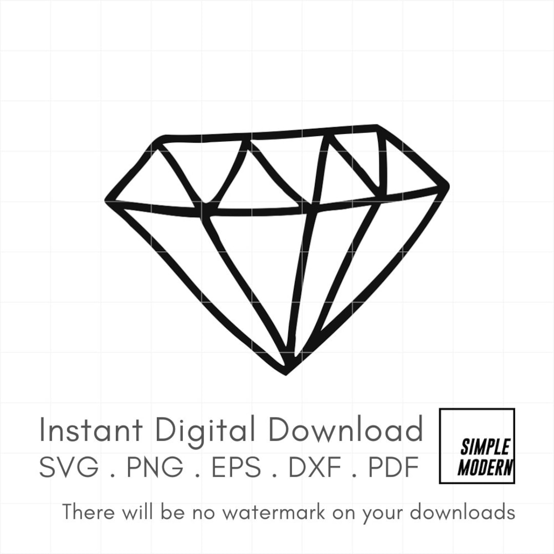 Hand Drawn Diamond SVG, Cute Diamond Drawing Outline Transparent Vector ...
