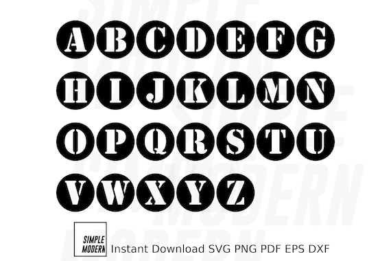 Dark Circle Background A to Z Alphabet SVG Instant Download - Etsy