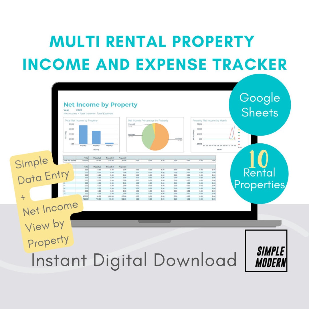 Multi Investment Property Income Expense Tracker Google Sheets Template ...