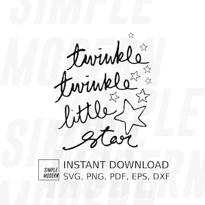 Twinkle Twinkle Little Star SVG Files for Cutting, Transparent PNG ...