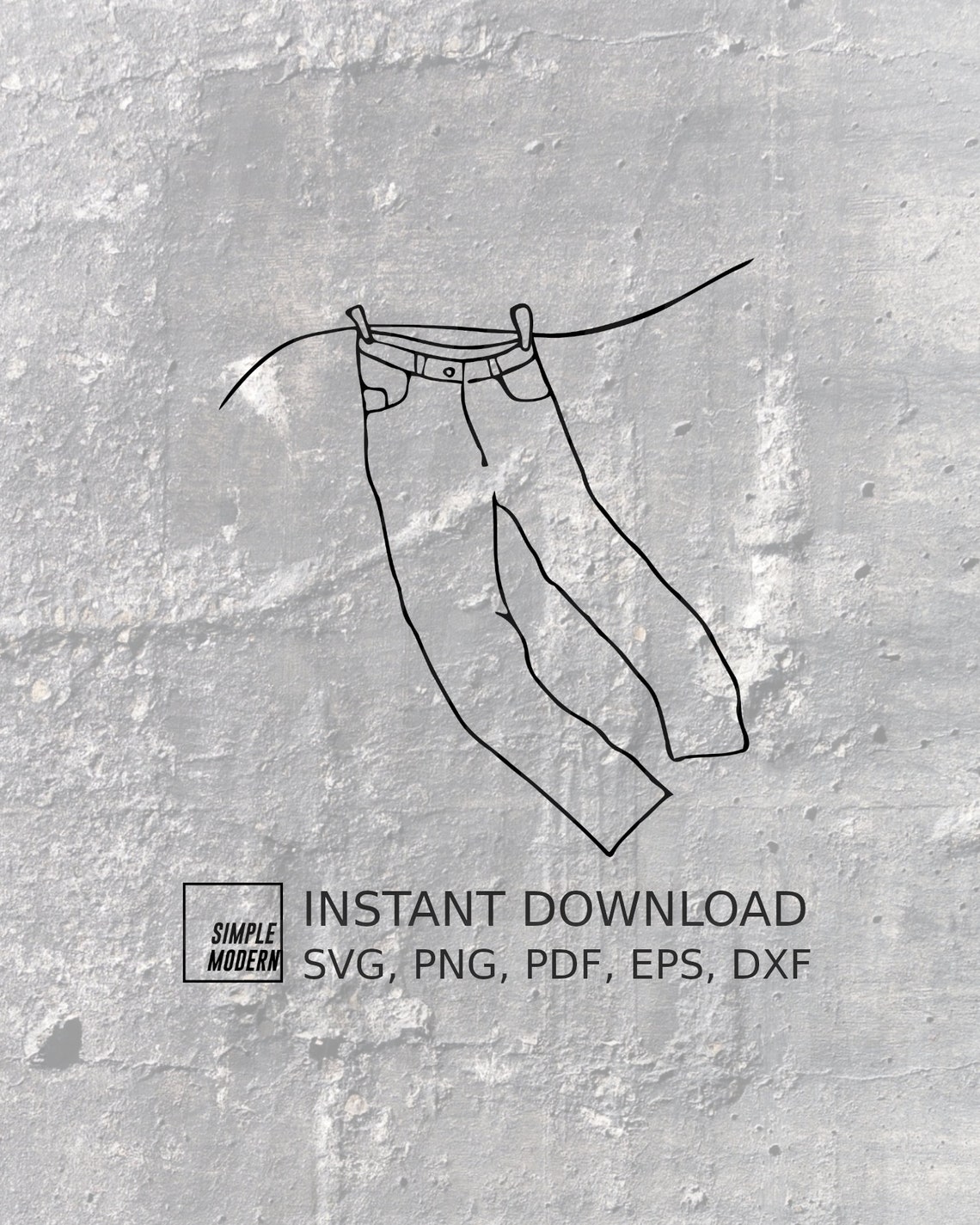 Digital Download Clothesline SVG, Hanging Jeans Drying Line ...