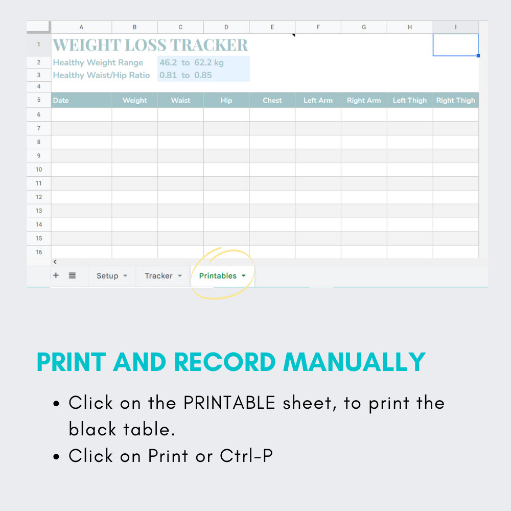 Weight Loss Tracker Google Sheets Spreadsheet, Instant Download Digital ...