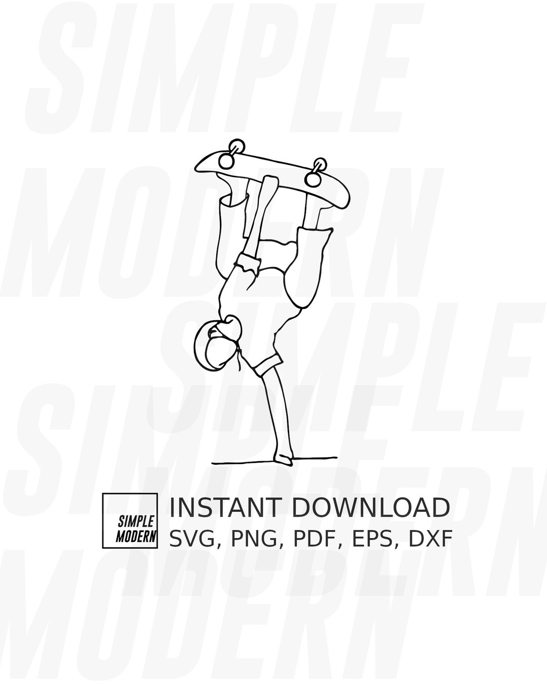 Invert Skateboarding Line Drawing SVG Digital Download, Skater Grab ...
