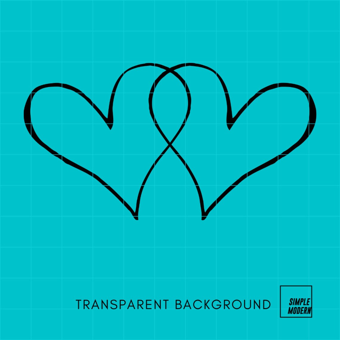 Interlocking Hearts SVG, Drawing of Two Intertwined Heart, Cute Artful ...
