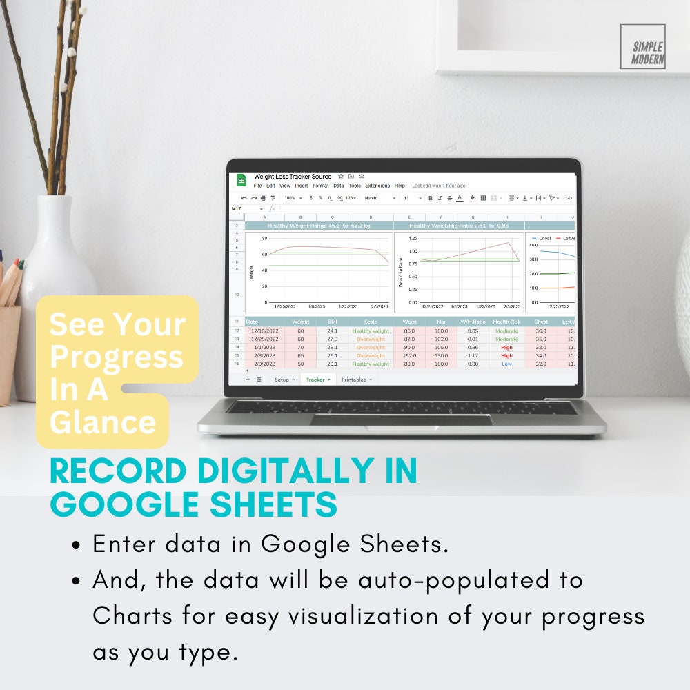 Weight Loss Tracker Google Sheets Spreadsheet, Instant Download Digital ...