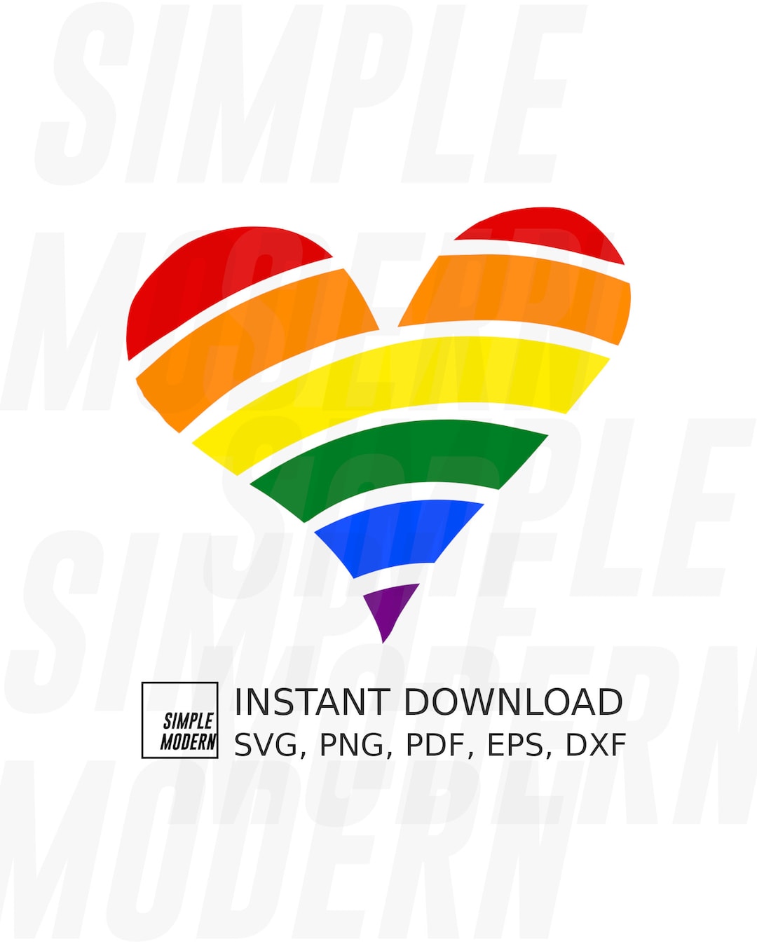 Hand Drawn Rainbow Color Pride Heart SVG File Svg, Pdf, Dxf, Eps, Png ...