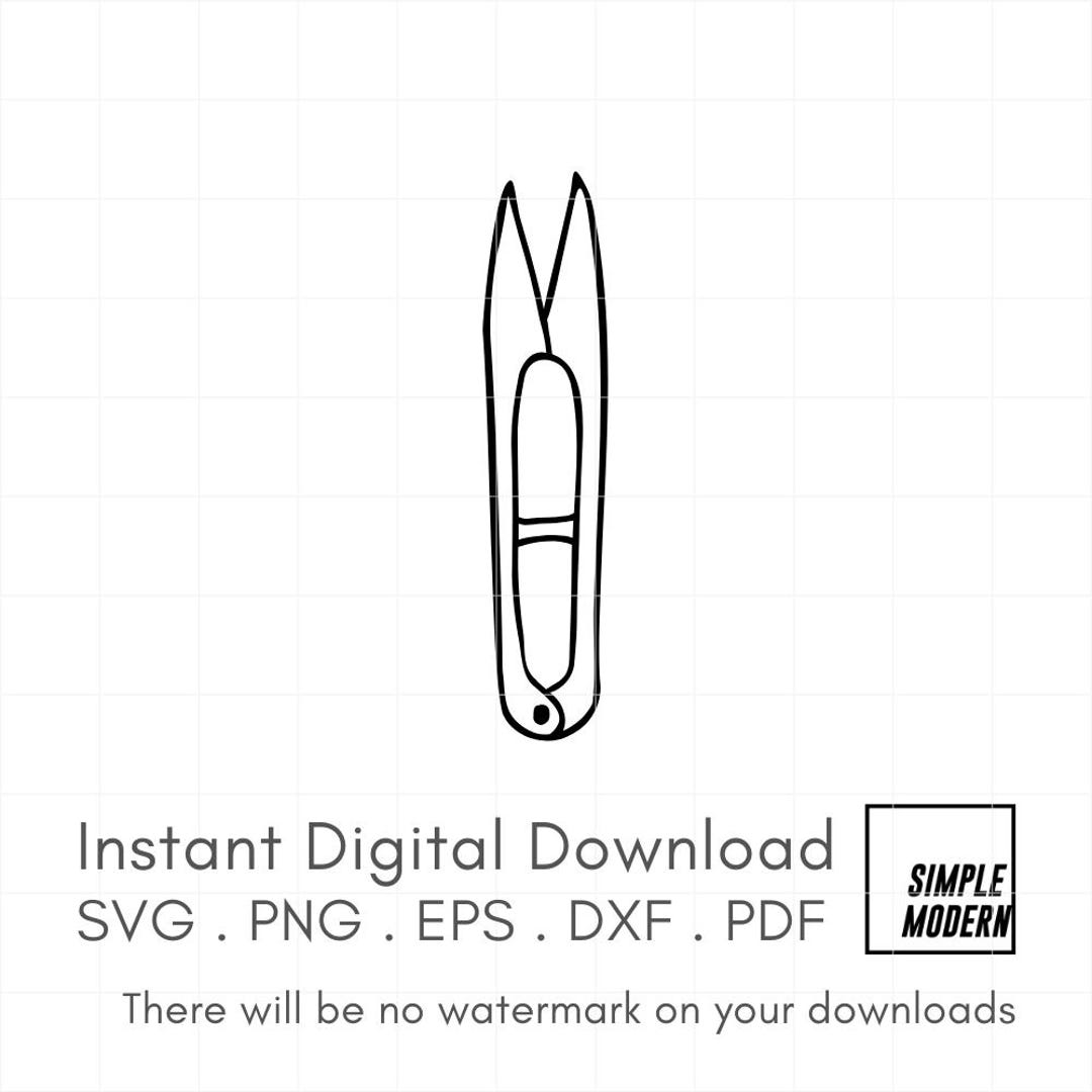 Thread Snips SVG, Simple Hand-drawn Sewing Tools Clipart, Digital ...