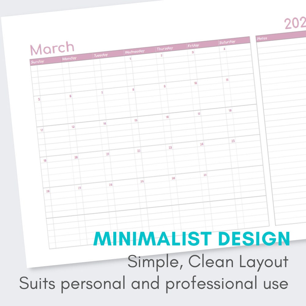 Custom Year Month Editable Monthly Calendar Printable - Etsy