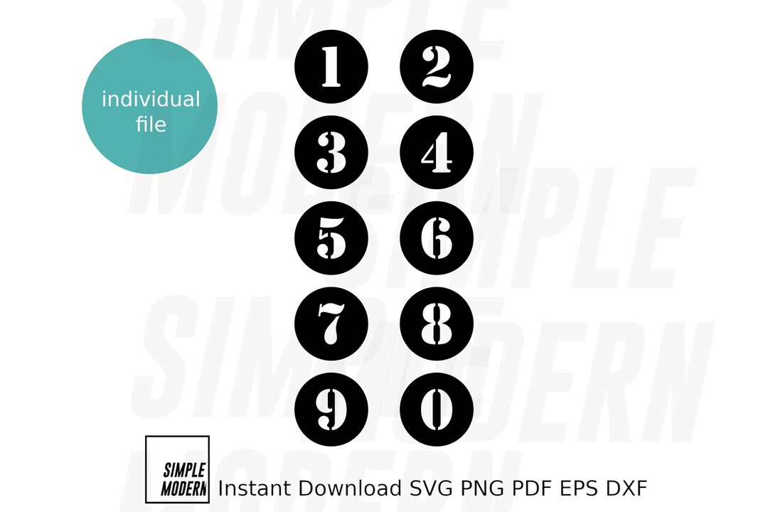 Dark Circle Numbers SVG, Instant Download Individual Files for Each ...