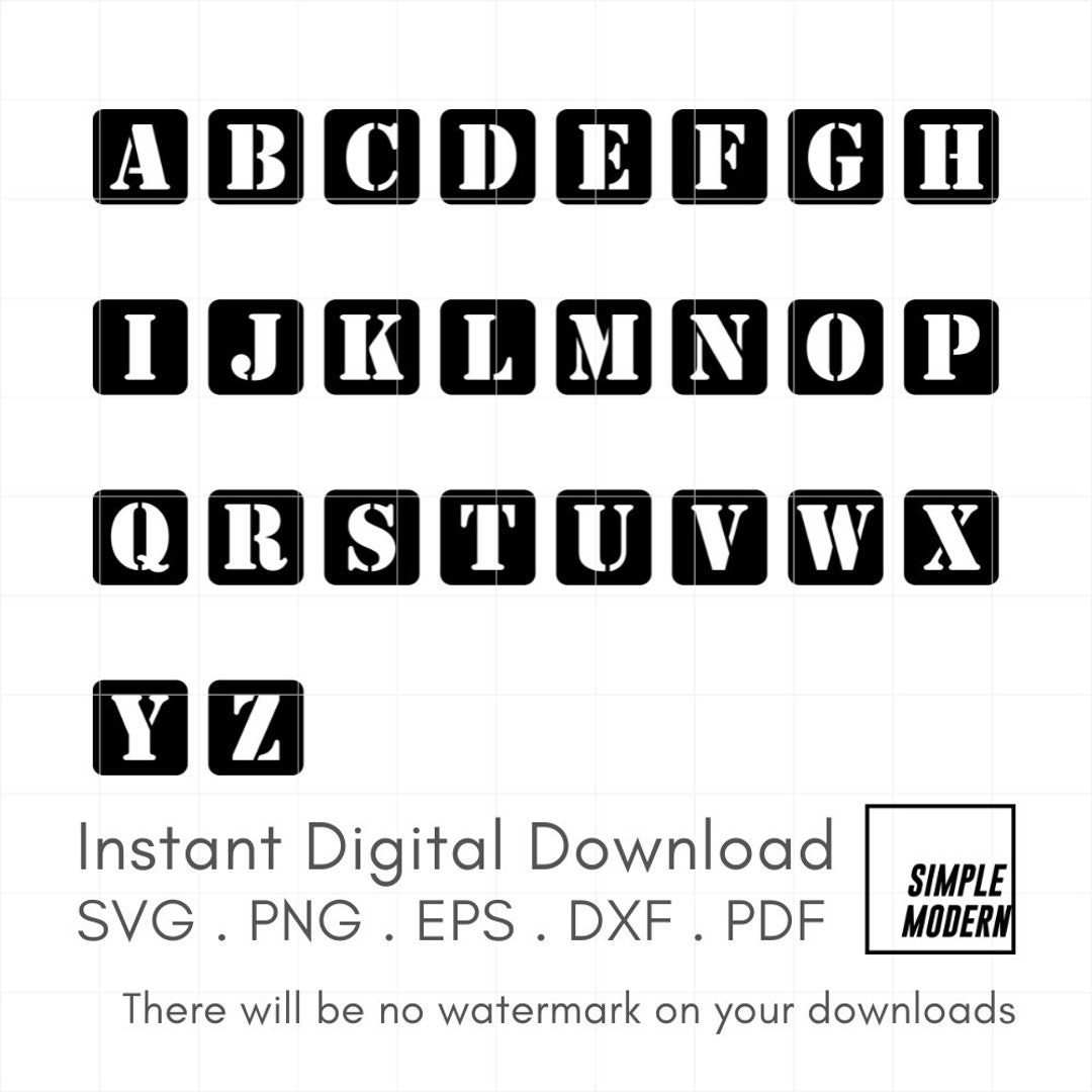 A to Z Alphabet SVG, Alphabet in Monotone Square, Instant Download ...