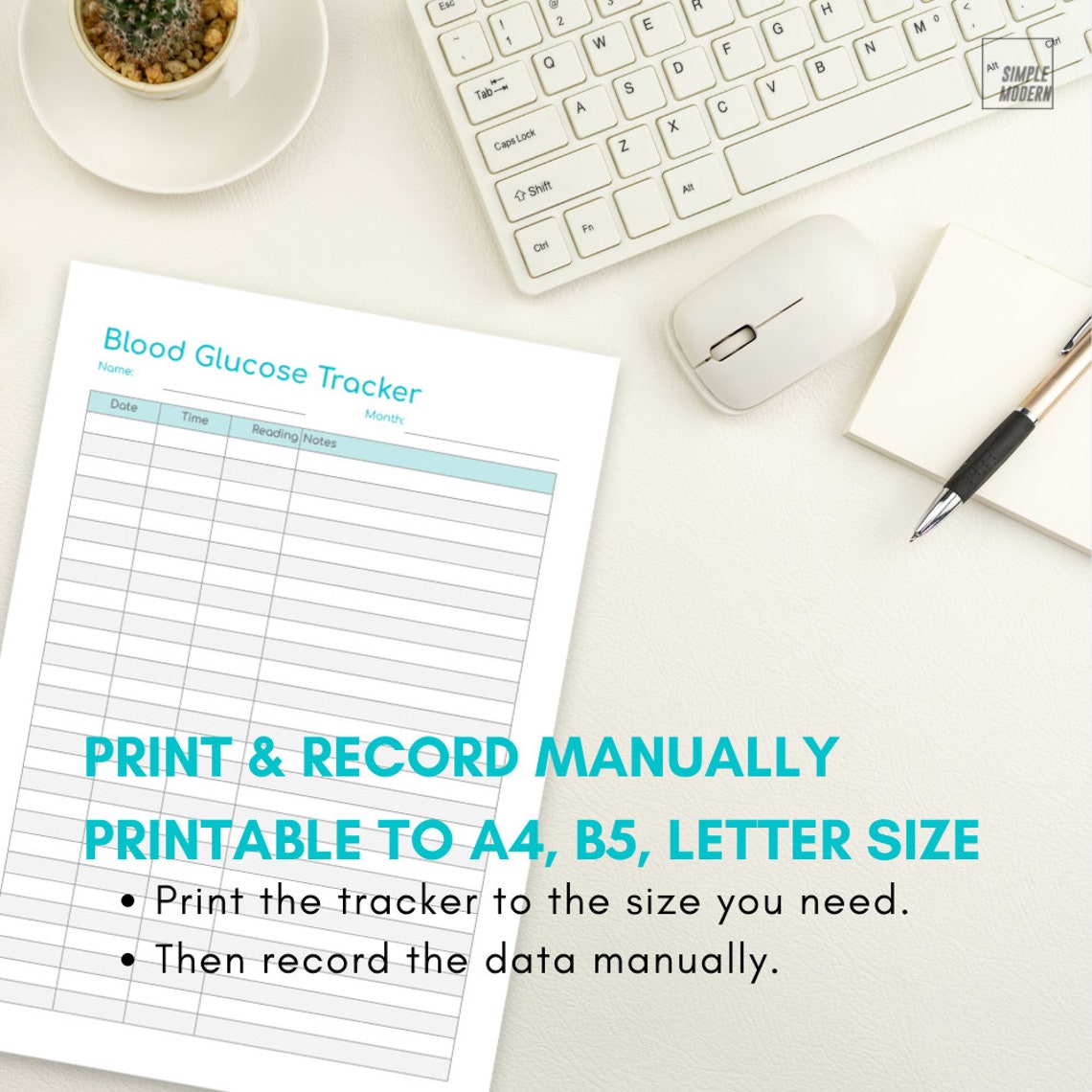 Blood Glucose Tracker, Instant Digital Download Blood Sugar Log, Print ...