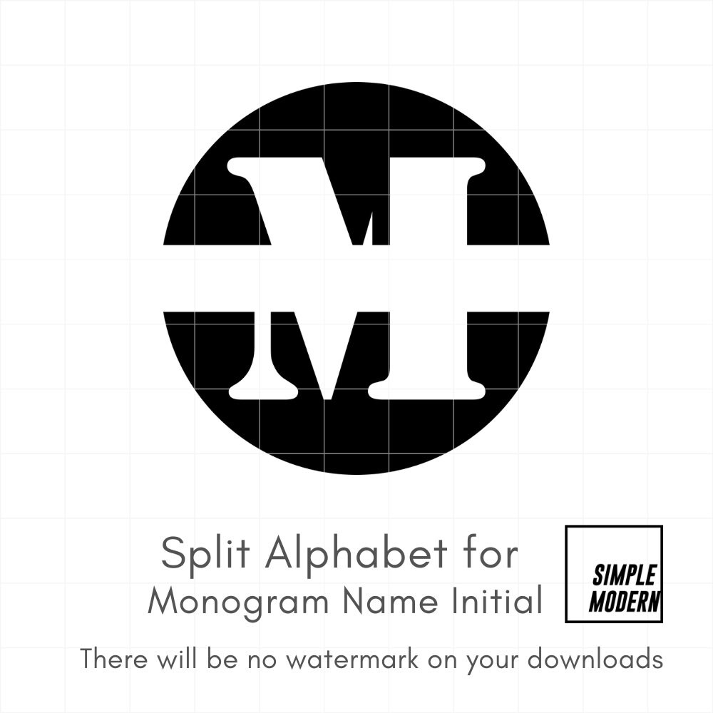 Split Alphabets Monogram SVG File for Cutting, 26 Letter A to Z Bundle ...