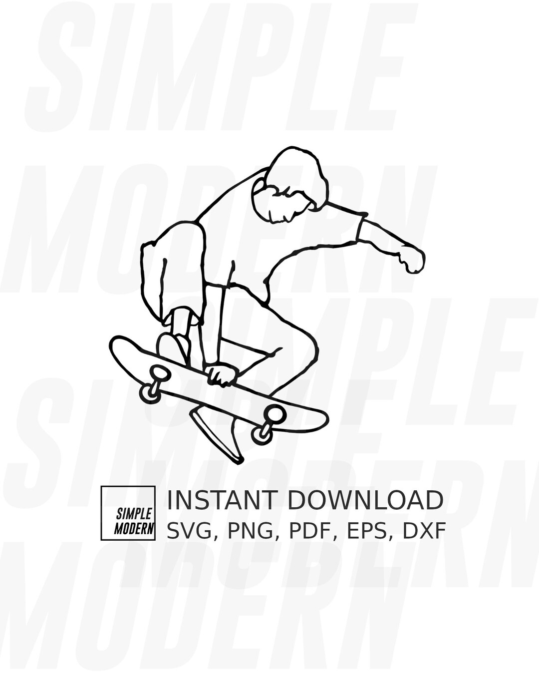 Hand-drawn Skater on Skateboard SVG File, Clipart Skateboarder Doing ...