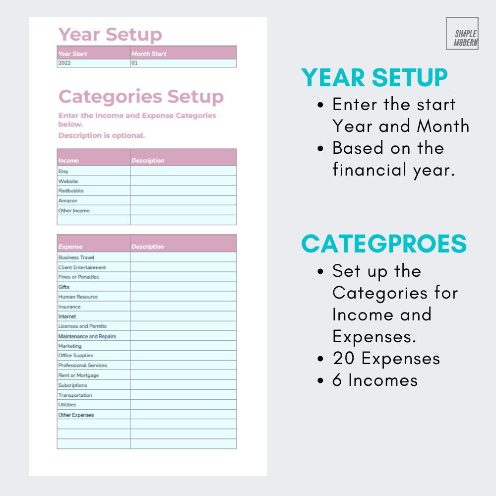 Simple Profit and Loss Google Sheets Template Digital Download, Income ...