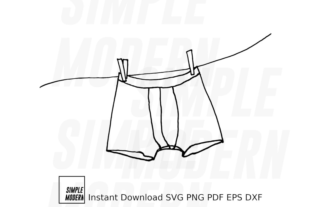 Hand-drawn Men Underwear on Clothesline SVG, Drying Laundry SVG ...
