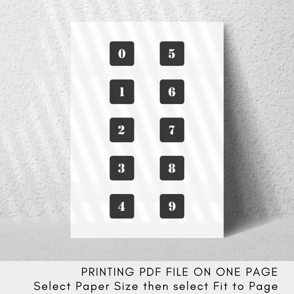 0 to 9 Number SVG File, Digits in Squares, Instant Digital Download ...