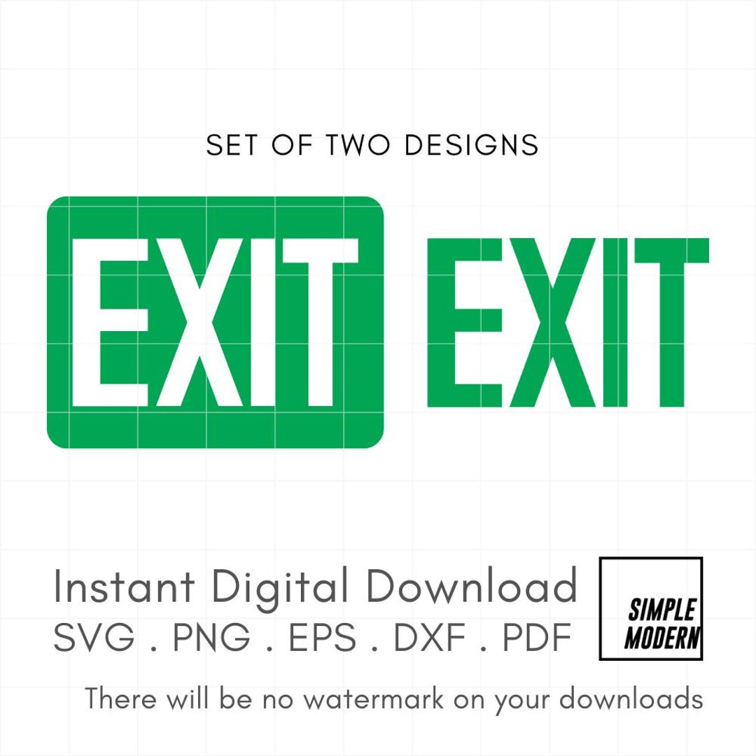 Emergency Fire Exit Sign Text Set of 2 Designs, Instant Digital ...