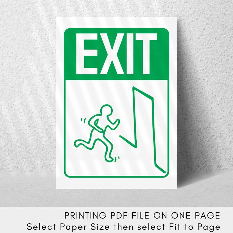 Hand-drawn Exit Sign Set of 3 Designs, Emergency Fire Exit Directional ...