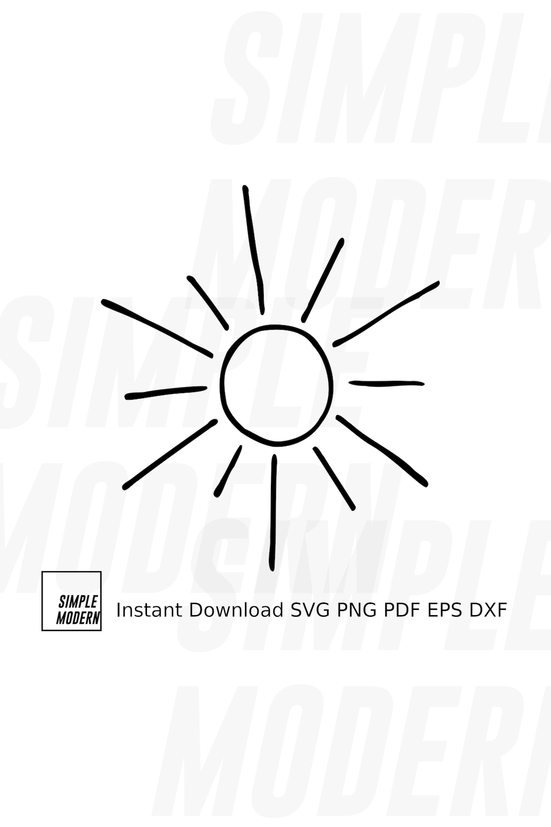 Hand Drawn Sun SVG File, Png Dxf Eps Pdf DIGITAL DOWNLOAD Line Drawing ...