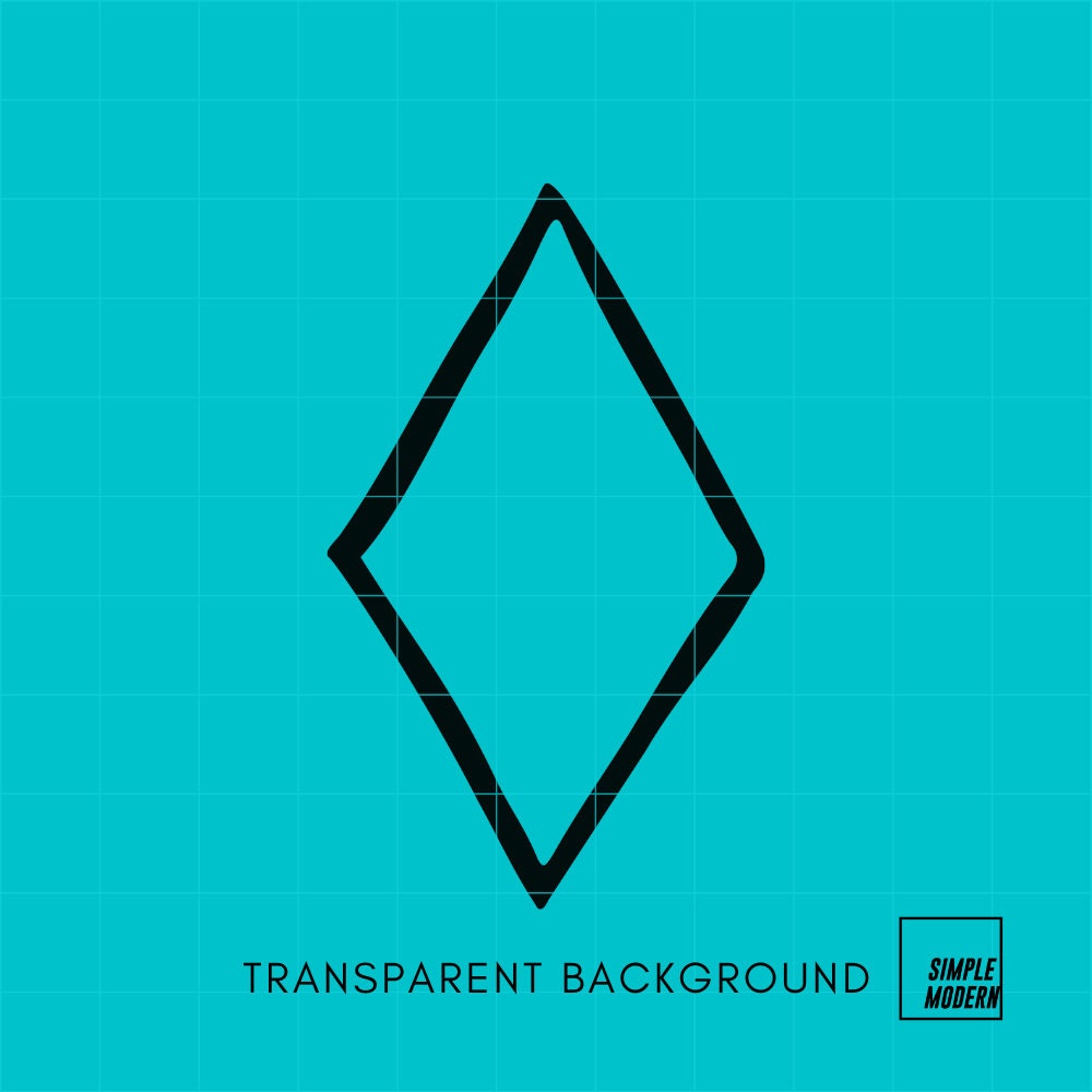 Hand Drawn Diamond SVG, Cute Rhombus Diagonal Square Drawing Outline ...