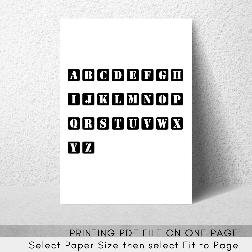 A to Z Alphabet SVG, Alphabet in Monotone Square, Instant Download ...