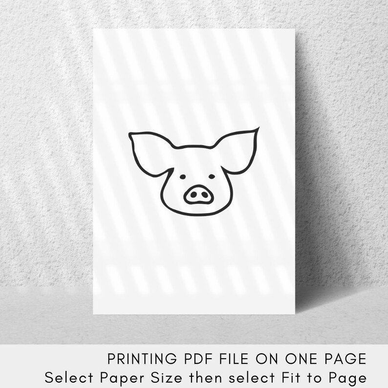 Pig Face SVG Files, Simple Line Farm Animal Outline Drawing Vector File ...