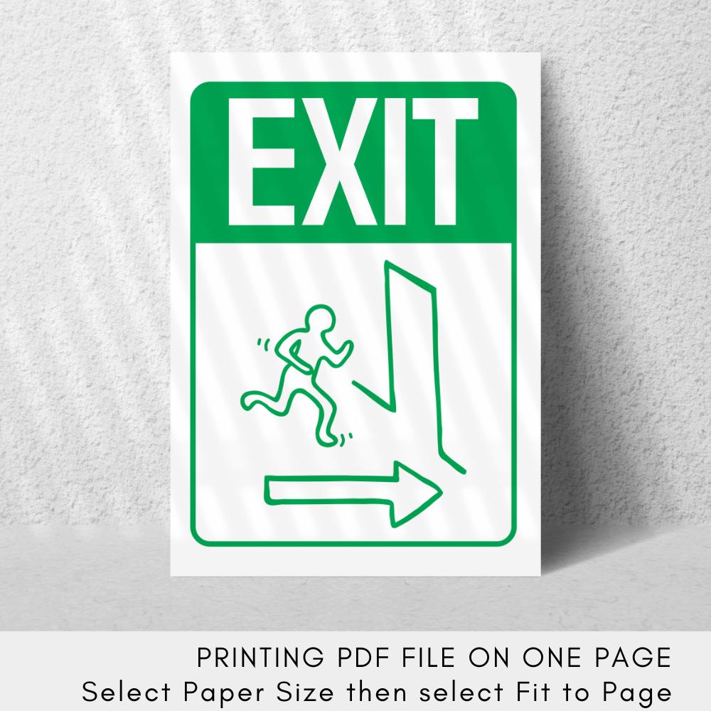 Hand-drawn Exit Sign Set of 3 Designs, Emergency Fire Exit Directional ...