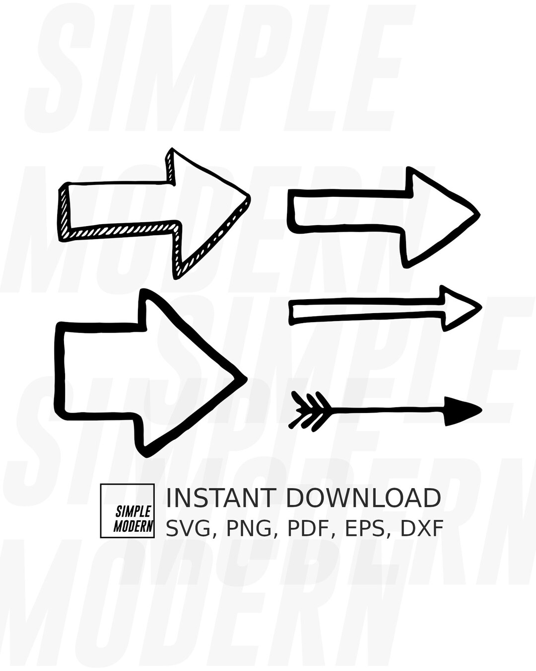 Set of Hand-drawn Arrow Svg File for Cricut Cutting, Arrow Clip Art ...