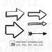 Set of Arrow Svg File for Cricut, Arrows Outline, Direction Icon ...