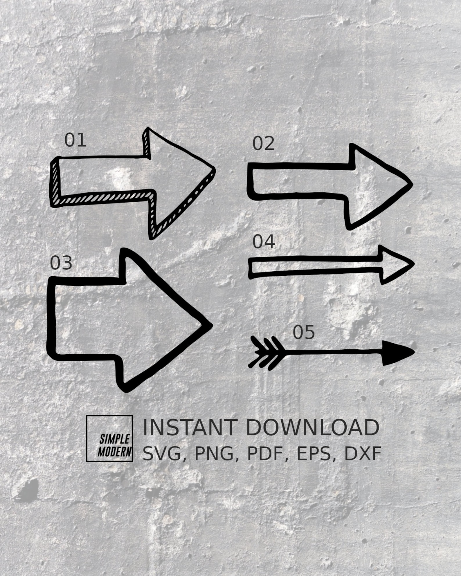 Set of Hand-drawn Arrow Svg File for Cricut Cutting, Arrow Clip Art ...