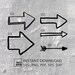 Set of Hand-drawn Arrow Svg File for Cricut Cutting, Arrow Clip Art ...